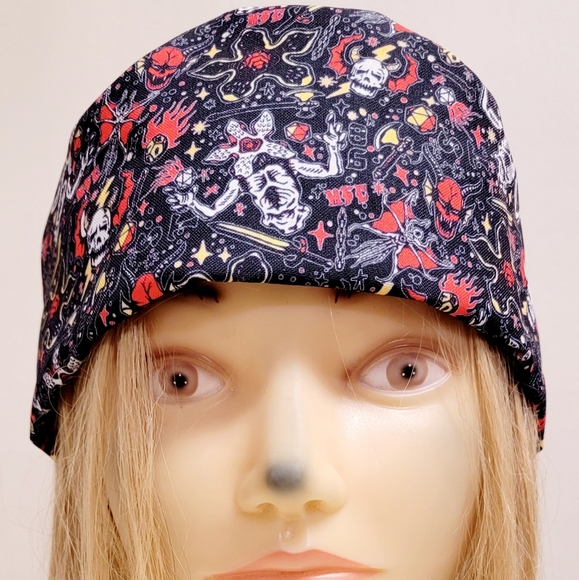 Accessories | Stranger Things Monsters Black Medical Nursing Scrub Cap ...